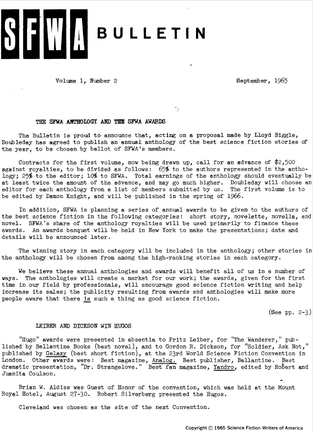 A Brief History of SFWA: The Beginning (Part 2) - SFWA - The Science ...